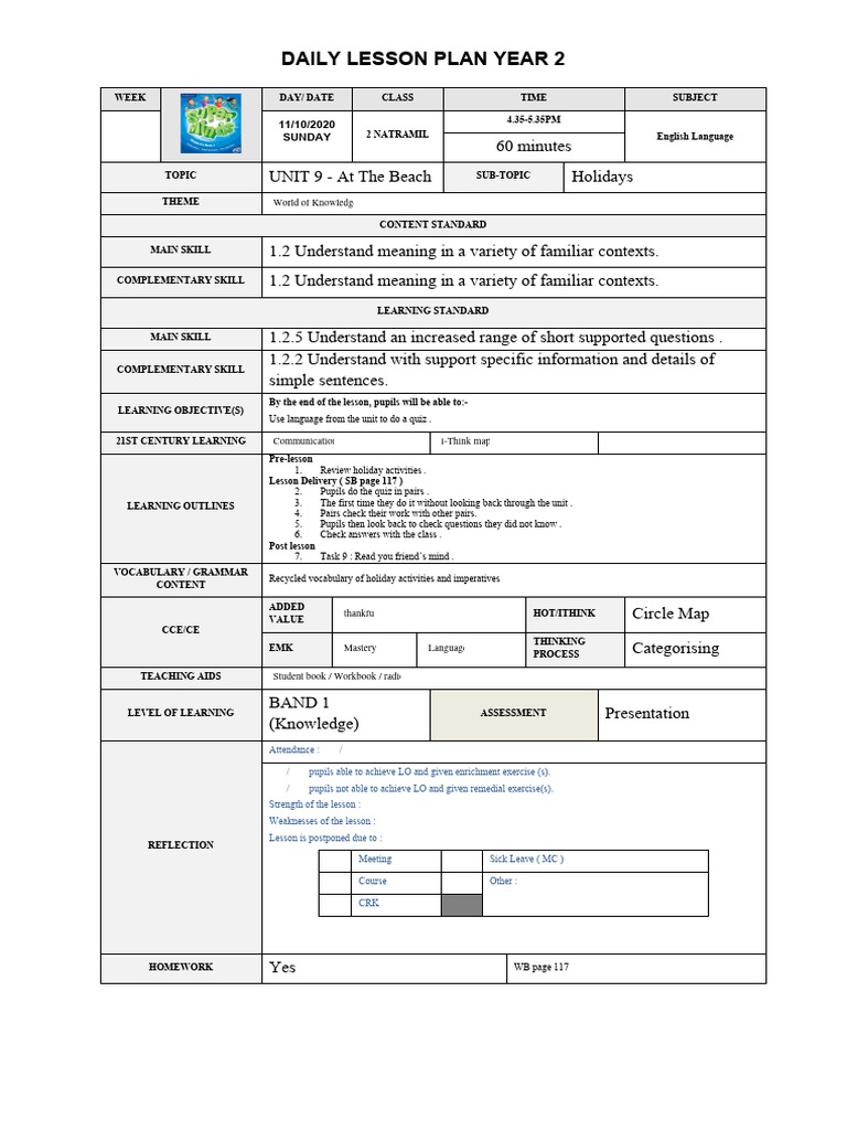 Week 31 - Unit 9 at The Beach | PDF | Lesson Plan | Learning