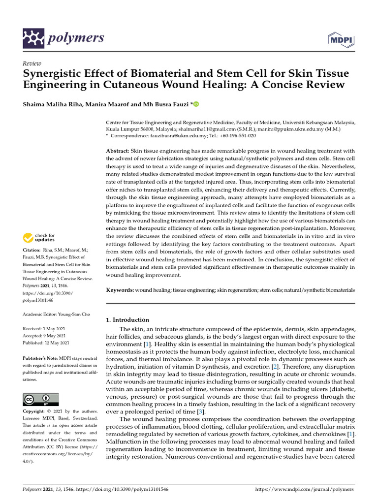 Synergistic Effect of Biomaterial and Stem Cell For Skin Tissue ...