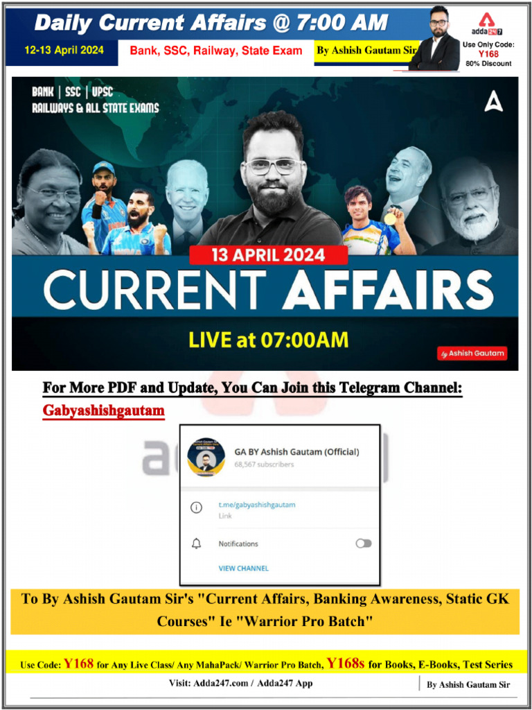 12th-13th April 2024 Current Affair by Ashish Gautam New | PDF