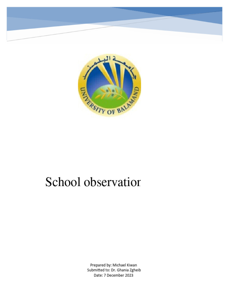 School Observation Report - Michael Kiwan | Download Free PDF ...