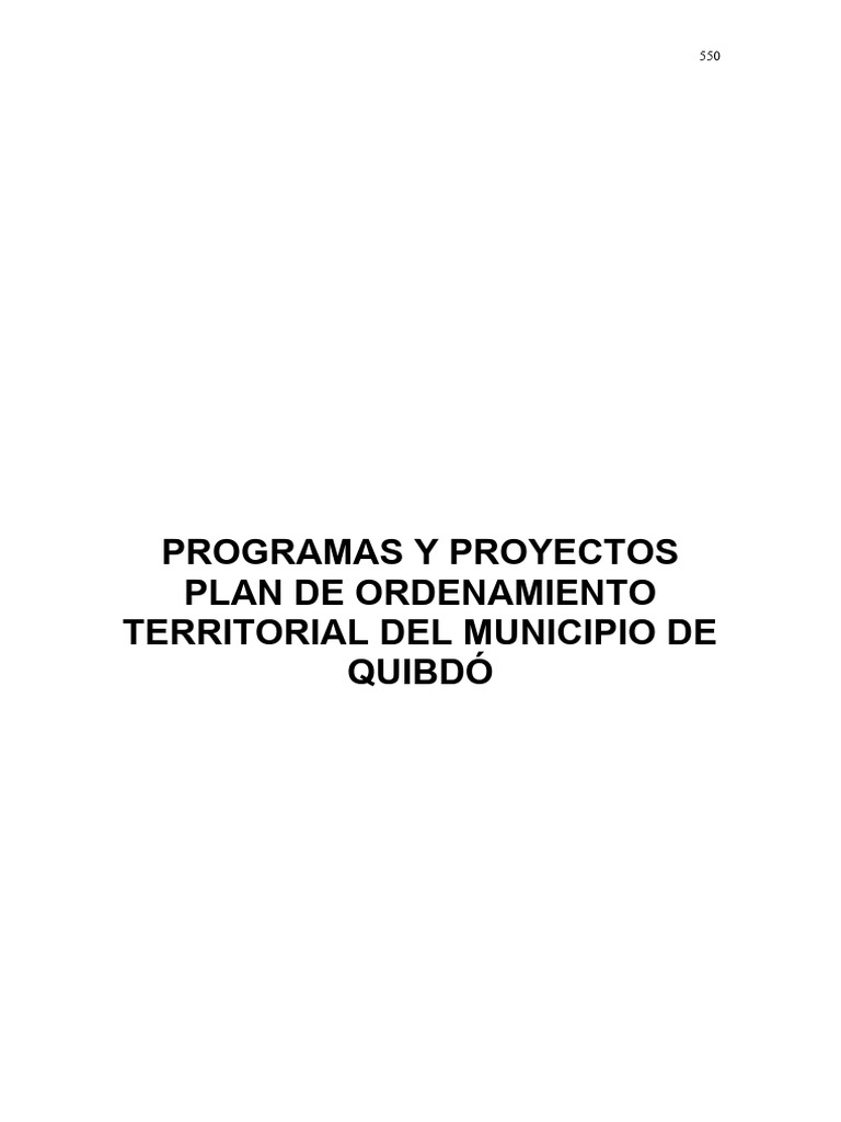 Plan Territorial Quibdó: Proyectos | PDF | Los bosques | Economias