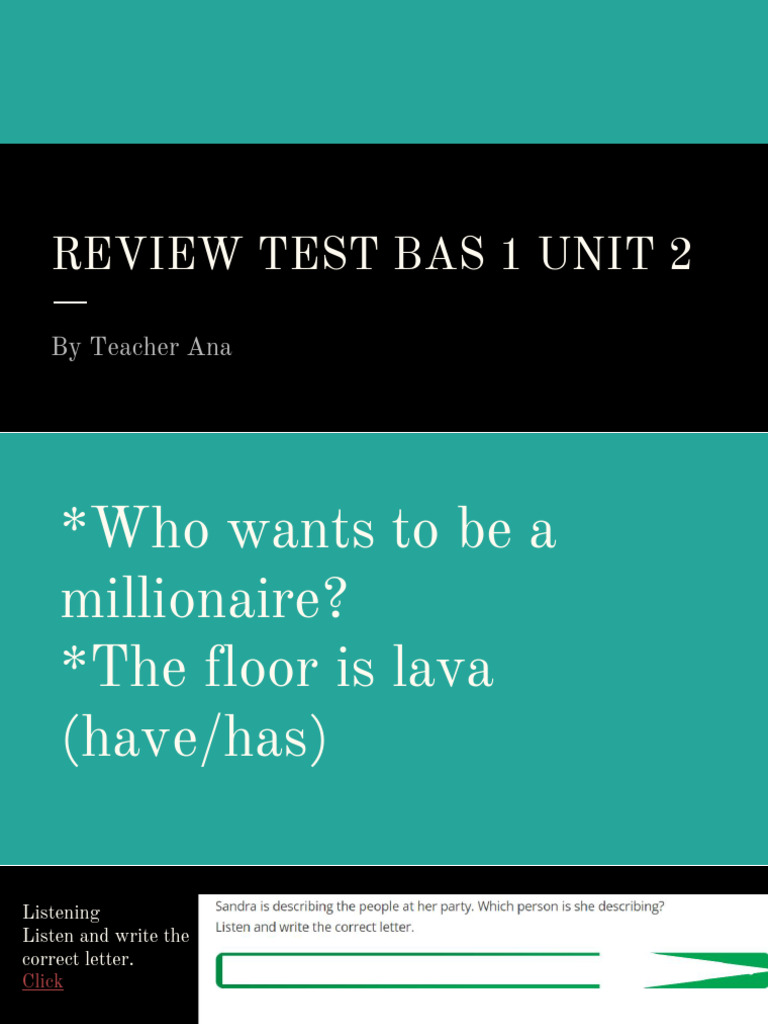 Review Test Basic 1 Unit 2 | PDF Review Test Basic 1 Unit 2 | PDF