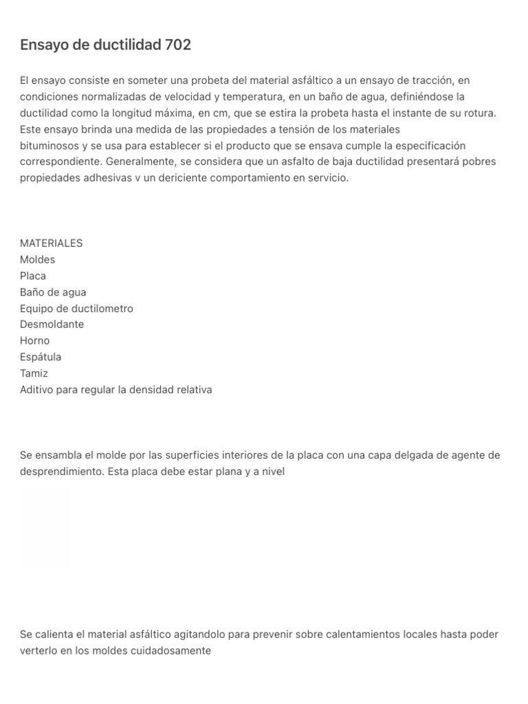 Ensayo de Ductilidad 702 | PDF Ensayo de Ductilidad 702 | PDF