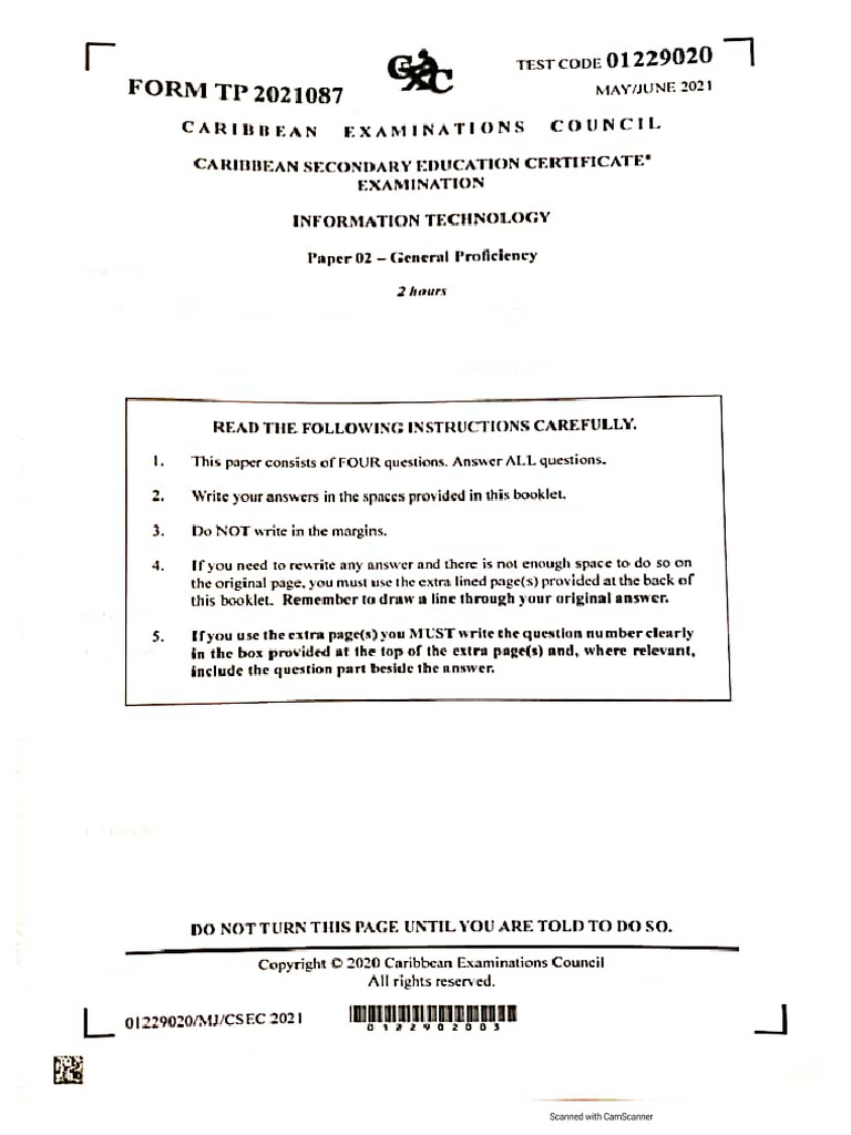 CSEC Information Technology June 2021 P2 | PDF