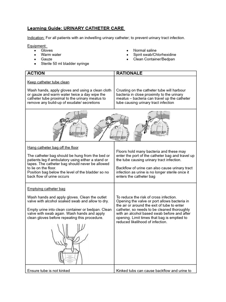 Urinary Catheter Care 2p | PDF | Urology | Clinical Medicine