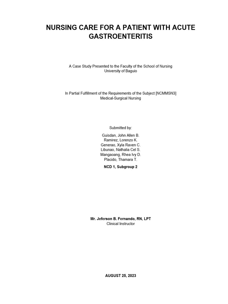 ACUTE-GASTROENTERITIS Case Study V6 | Download Free PDF | Stomach ...