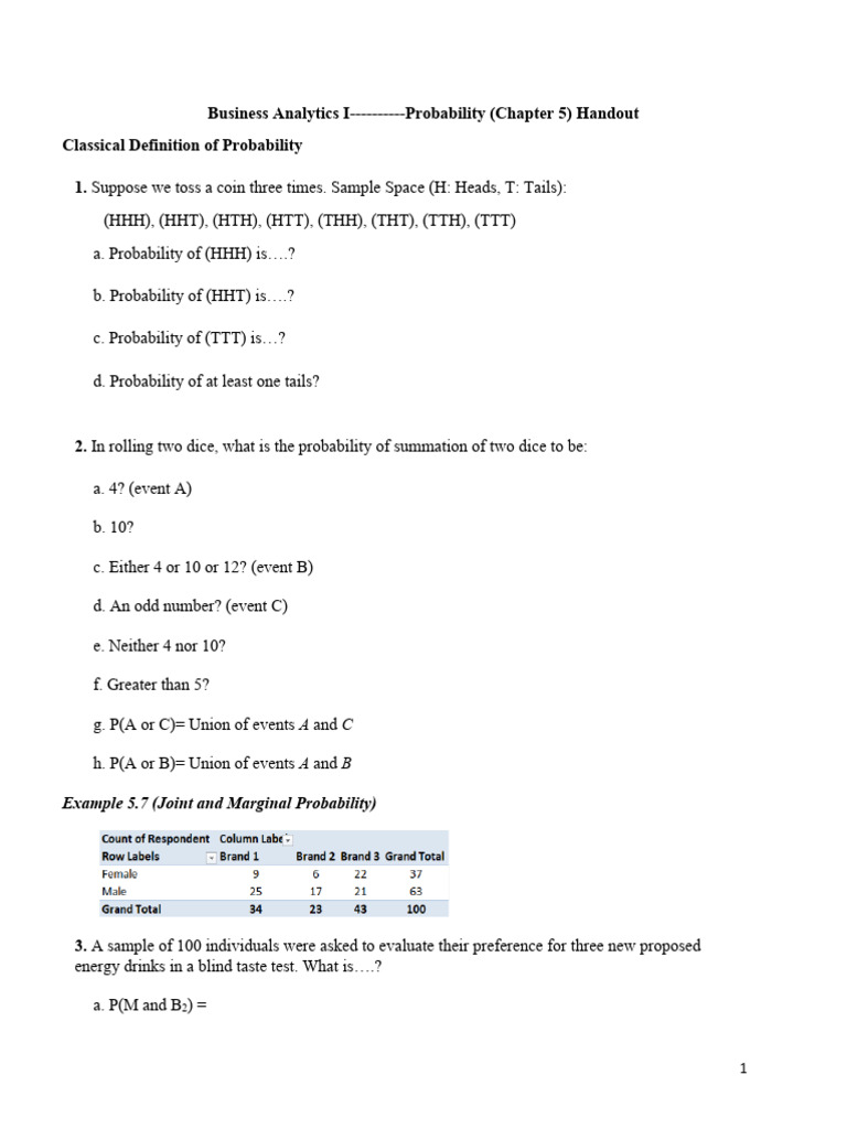 Probability Practice Handout | PDF | Probability | Applied Mathematics Probability Practice Handout | PDF | Probability | Applied Mathematics