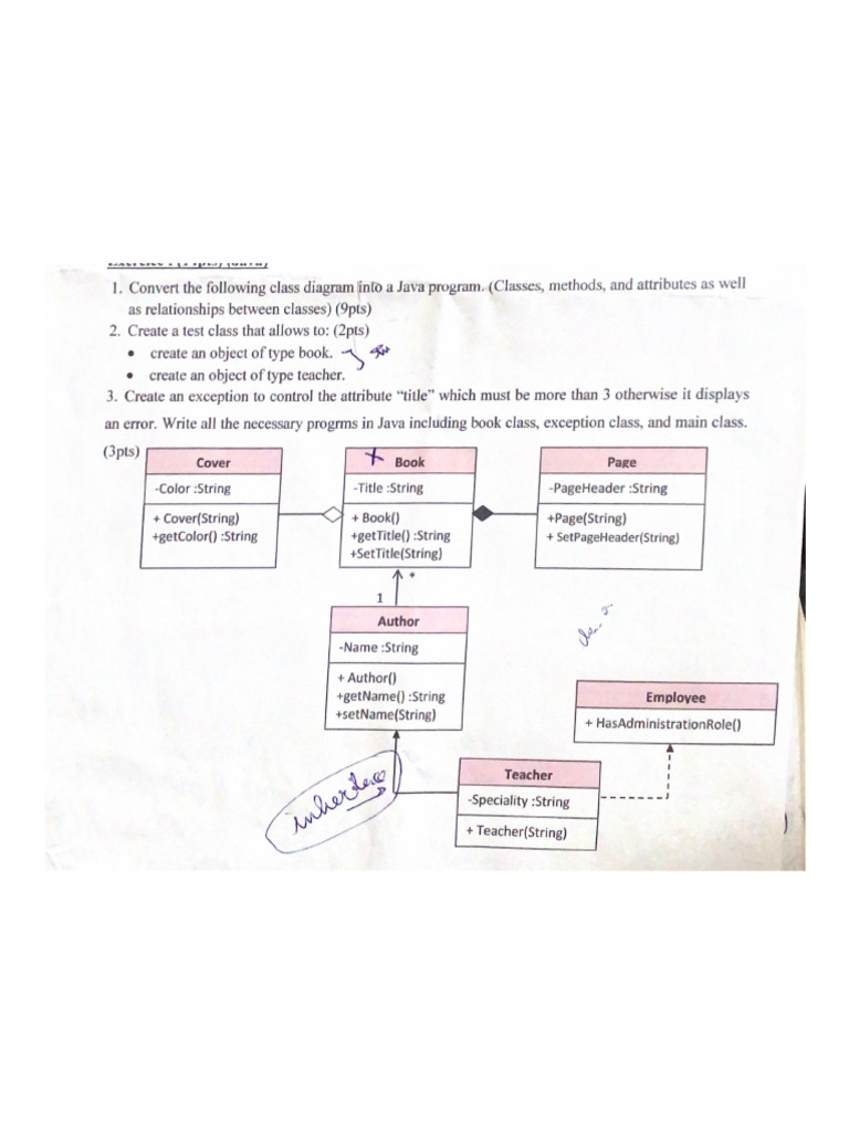 1. Convert the following class diagram into a Java program. (Classes ... 1. Convert the following class diagram into a Java program. (Classes ...