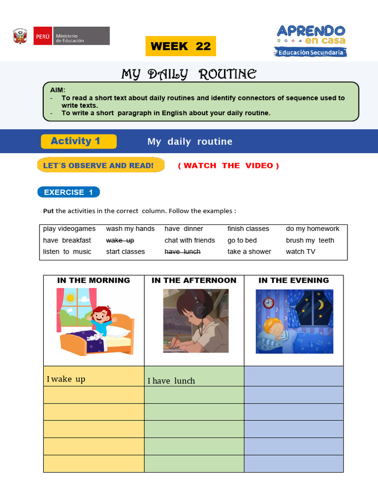Daily Routine Activities Guide | PDF | Foreign Language Studies