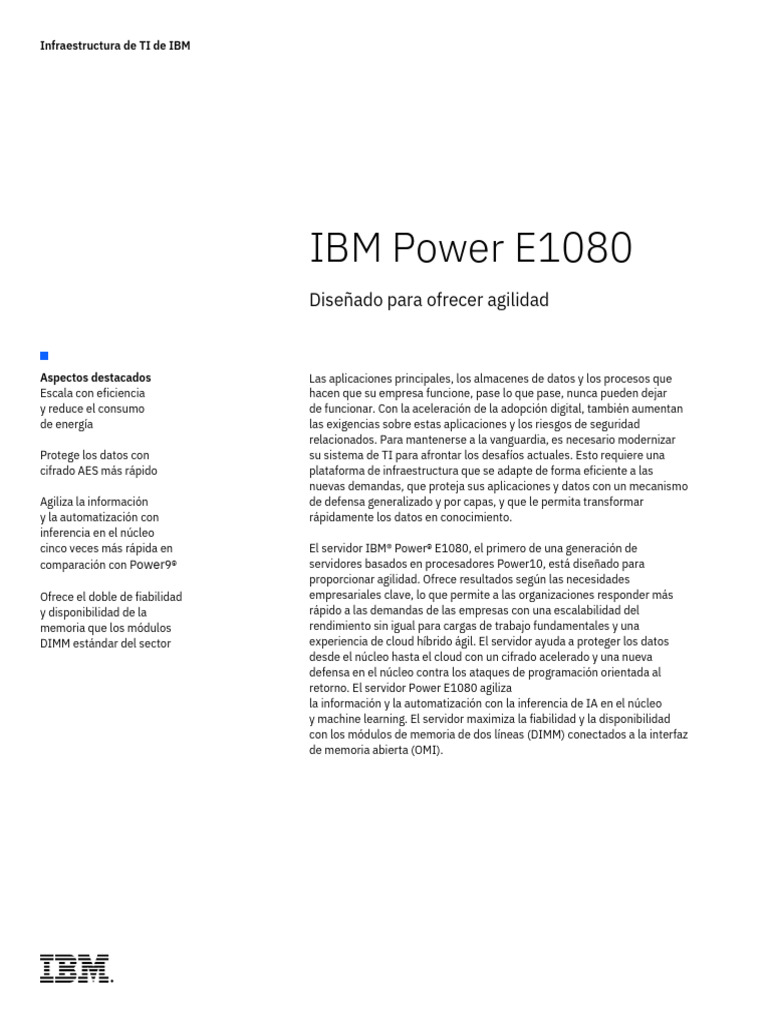 IBM Power E1080 | PDF | Microprocesador | Servidor (Computación)