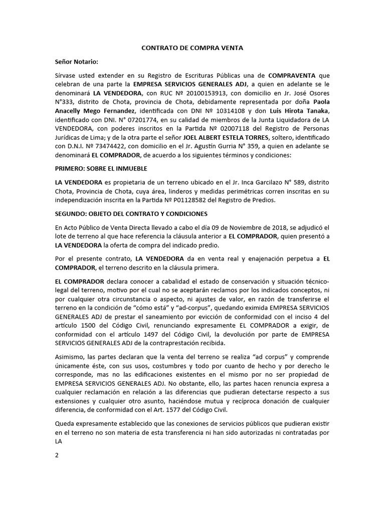 Contrato de Compra Venta | PDF | Ley común
