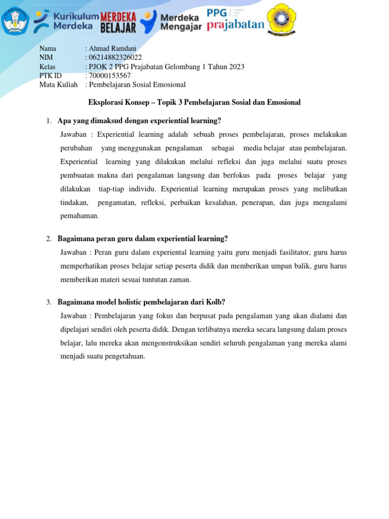 Ahmad Ramdani Topik 3 Eksplorasi Konsep PSE | PDF | Karier & Perkembangan | Pengembangan Diri