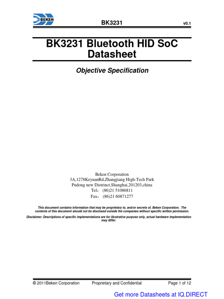 BK3231 | PDF | Input/Output | Bluetooth