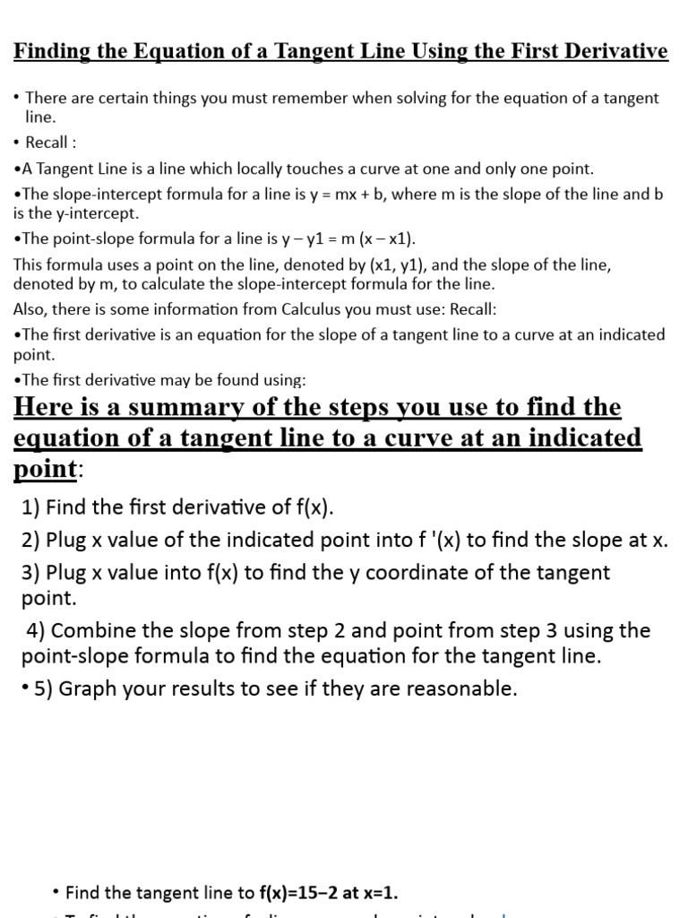 Tangent and Normal Lines | PDF | Tangent | Slope