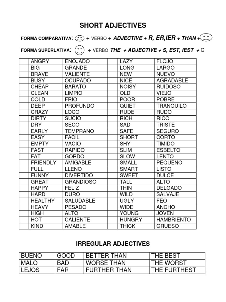 LISTA DE ADJETIVOS | PDF