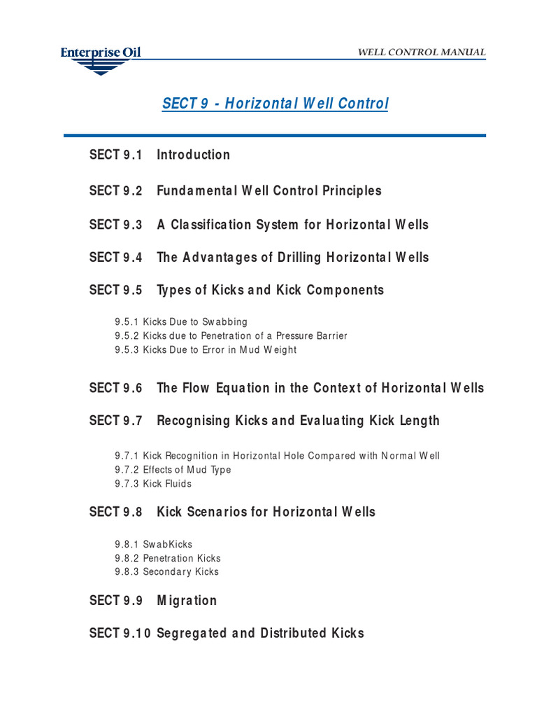 Horizontal Well Control Guide | PDF | Petroleum | Pressure