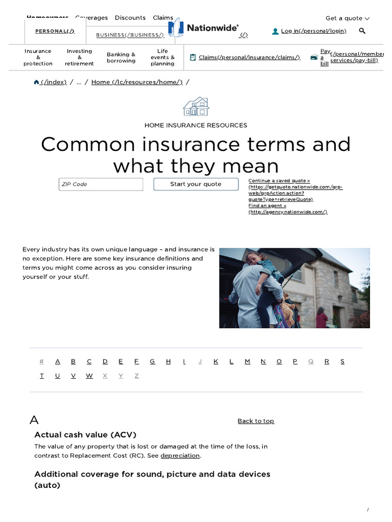 Glossary of Common Insurance Terms - Nationwide | PDF | Vehicle ...
