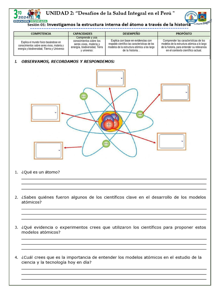 Sesión 1 - U2 - Modelos Atómicos | PDF | Átomos | Núcleo atómico