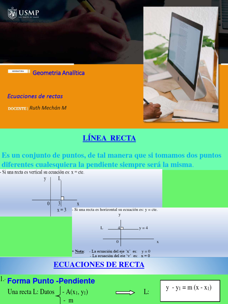 Dapositiva Linea Recta. Ecuaciones de Una Recta. Forma General de La ...