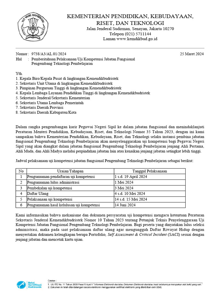 Edaran Ujikom PTP 2024 | PDF