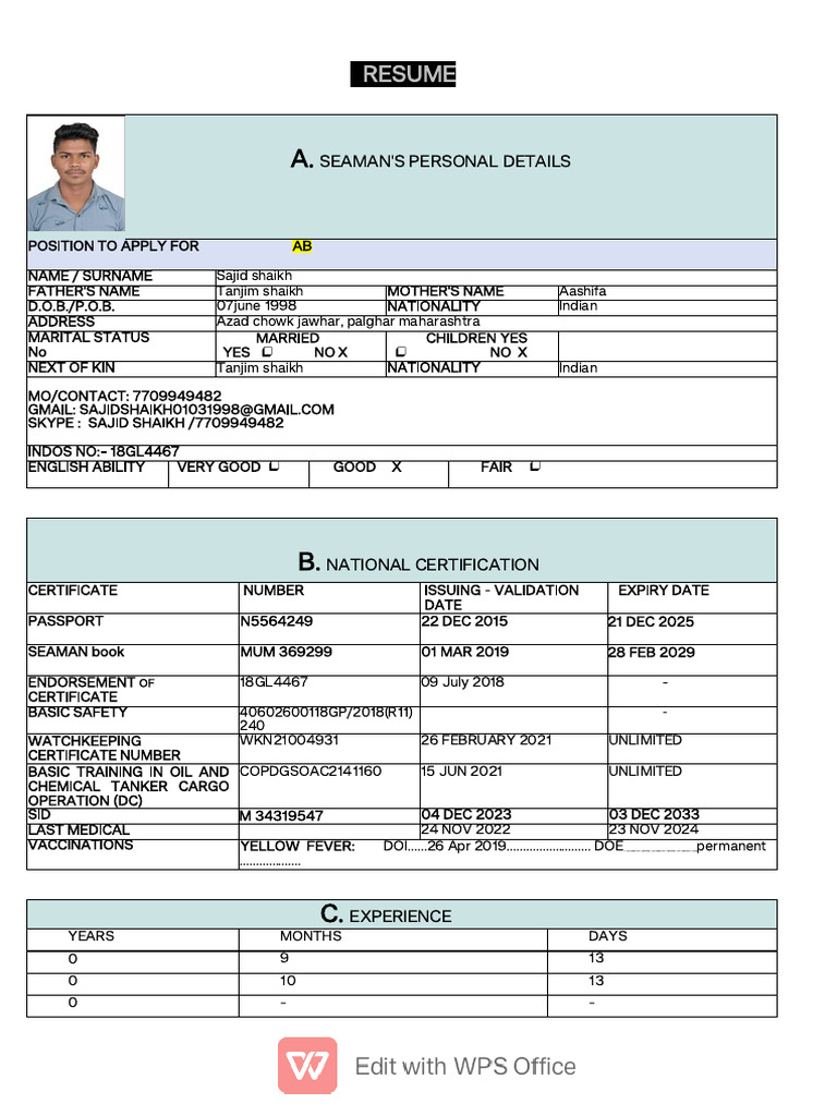 Resume Sajid New 2024 Bio | Download Free PDF | Shipping | Freight Transport