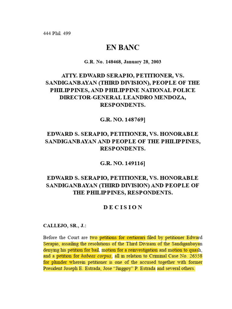 Serapio V Sandiganbayan | PDF | Bail | Plea