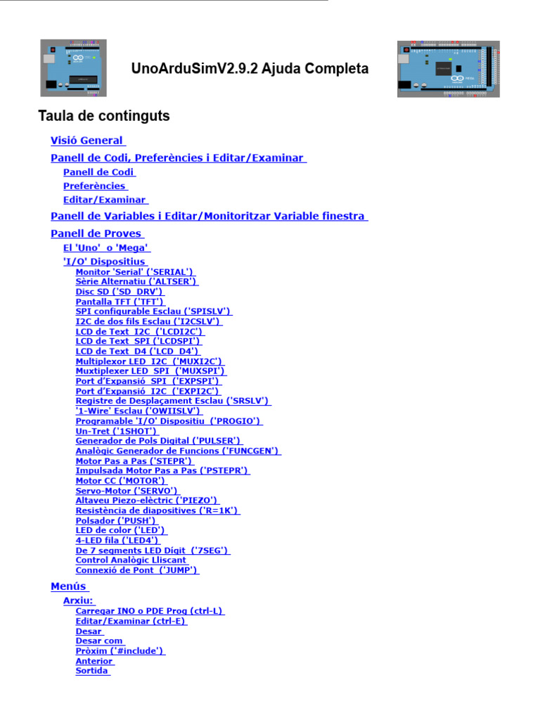 UnoArduSim FullHelp Ca | PDF