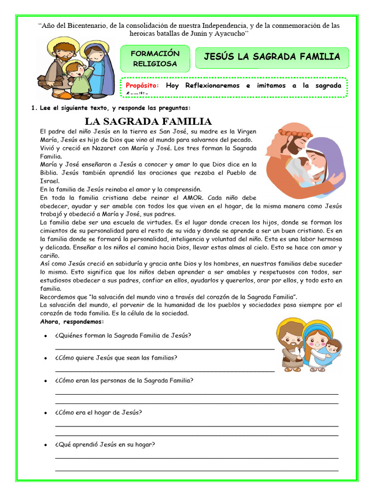 Ficha-Juev-Relig-La Sagrada Familia-Jezabel Camargo-Único Contacto ...