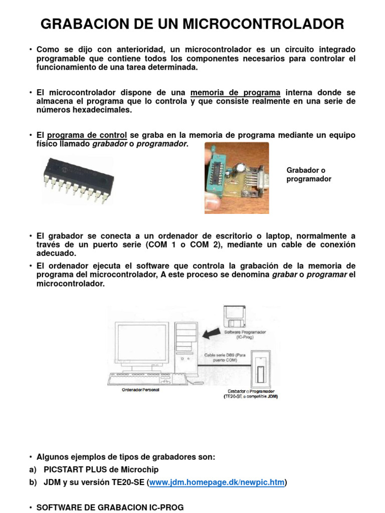 Grabación y Memoria del Microcontrolador | PDF | Microcontrolador ...