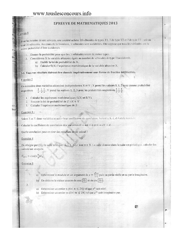 Math Enset 2013 | PDF