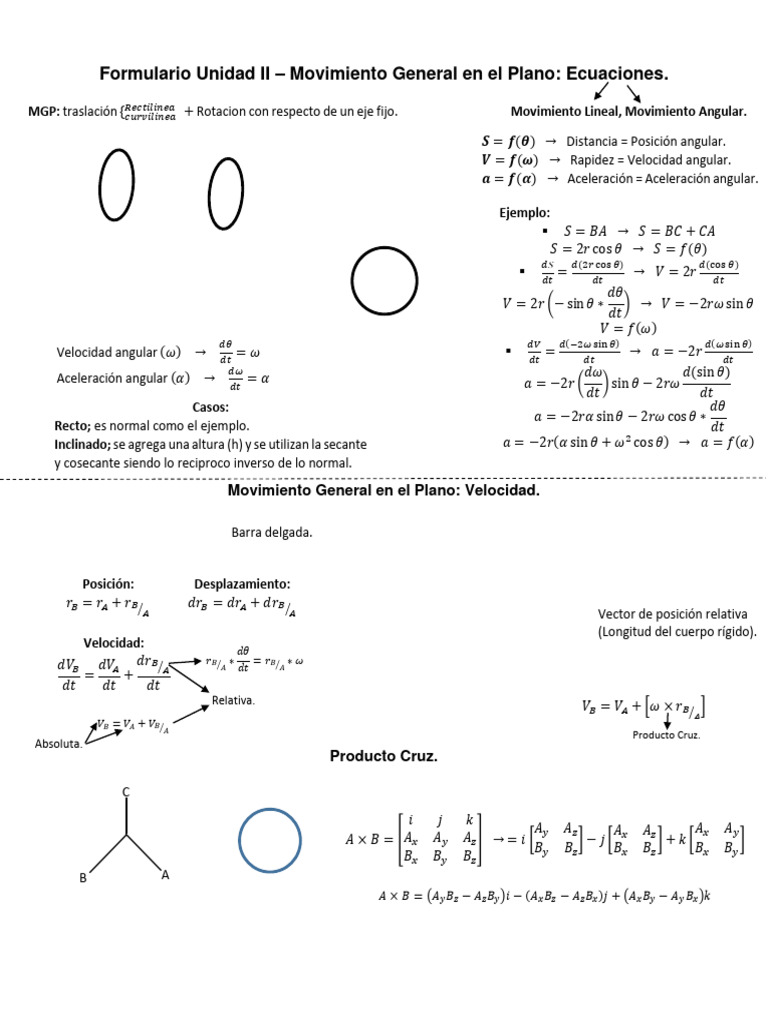 P4 Formulario Unidad II | PDF | Velocidad | Ingeniería mecánica