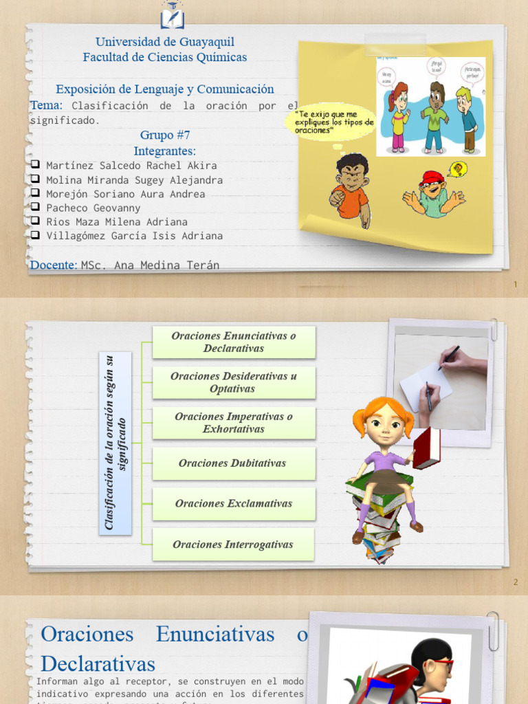 Grupo 7 Oraciones Segun Su Significado | PDF | Sintaxis | Morfología ...