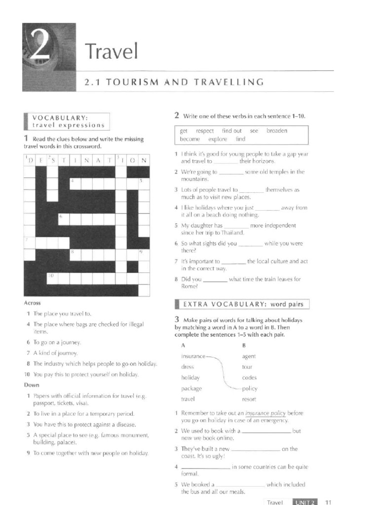Travel Vocabulary Activity-3 | PDF