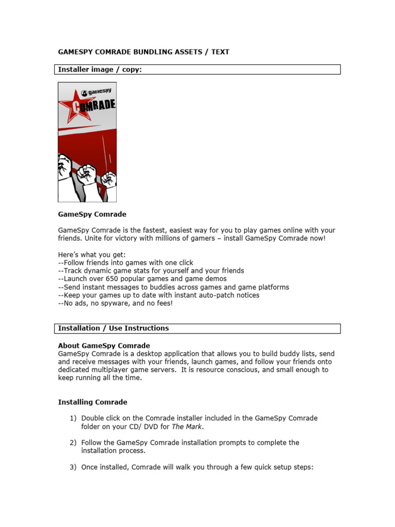 The Mark GameSpy Comrade Manual Win EN | PDF | Online And Offline ...