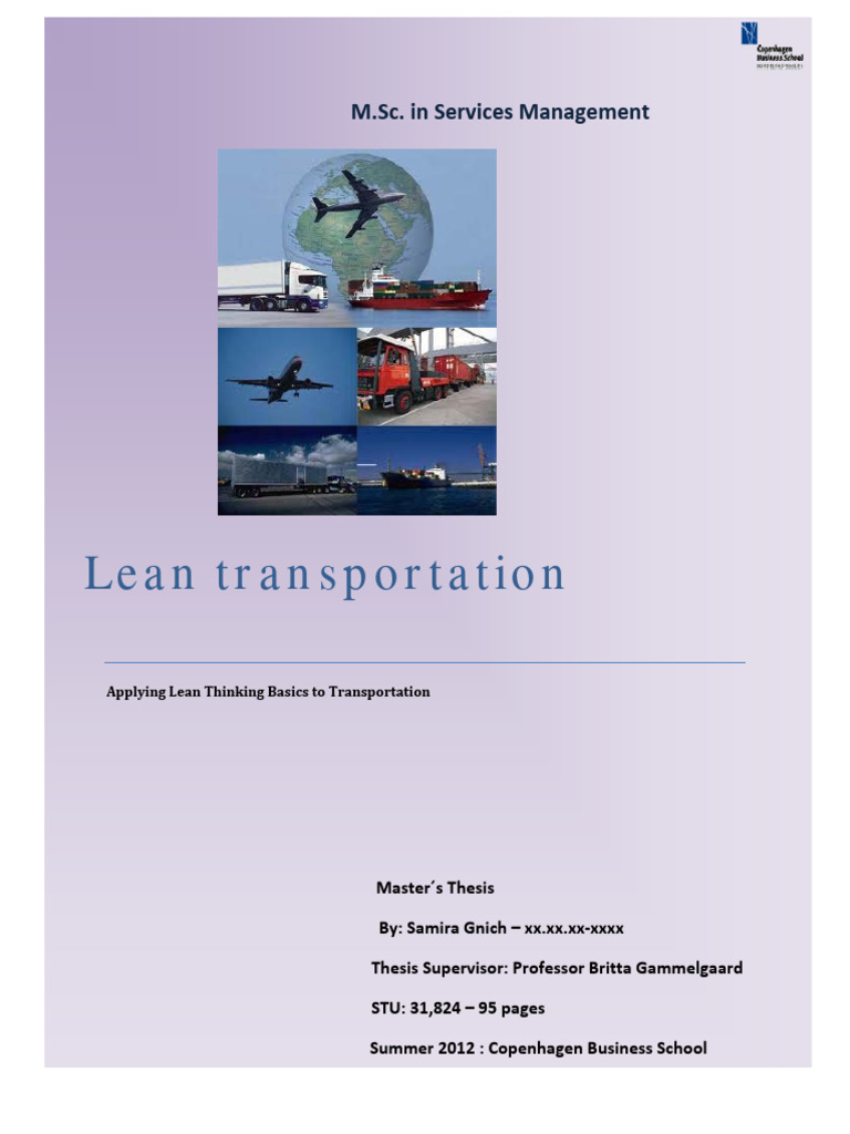 Lean Transportation - Master Thesis Copenhagen Business School | PDF | Lean Manufacturing ...