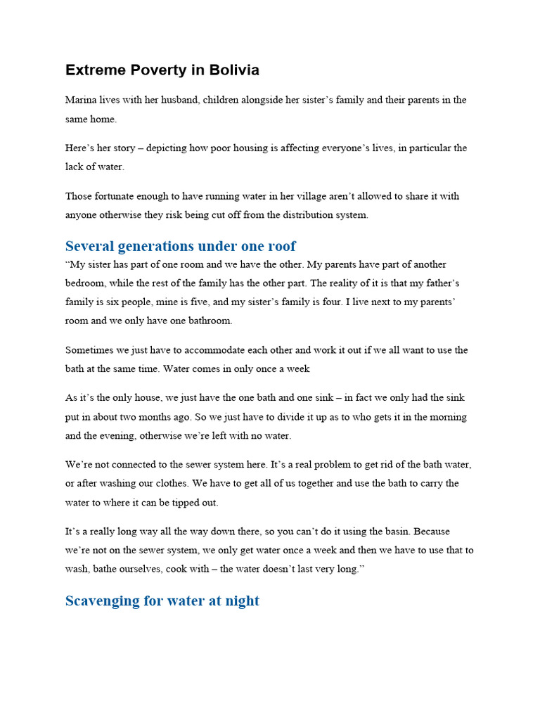 Extreme Poverty in Bolivia - Short Story | Download Free PDF | Bathroom
