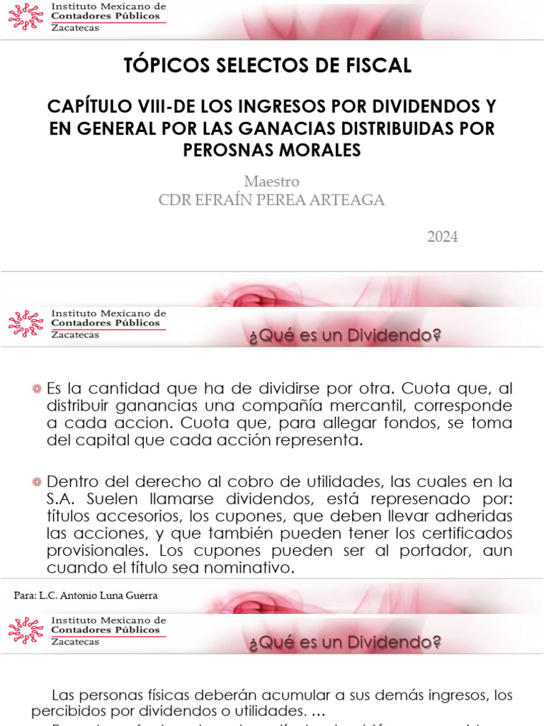 Dividendos Fca 2024 | Descargar gratis PDF | Impuesto sobre la renta | Dividendo
