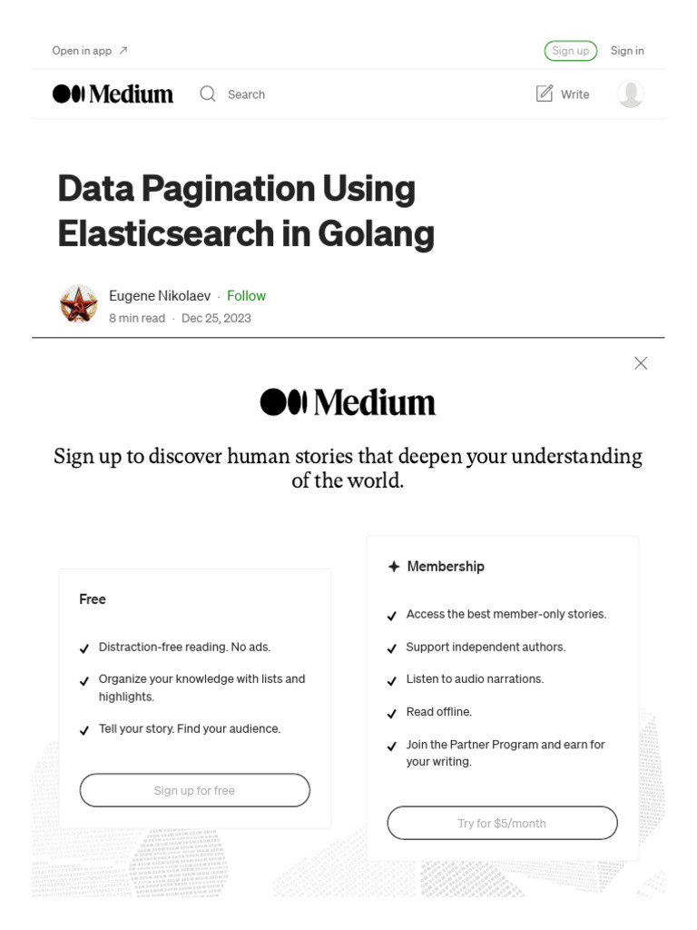 Data Pagination Using Elasticsearch In Golang By Eugene Nikolaev