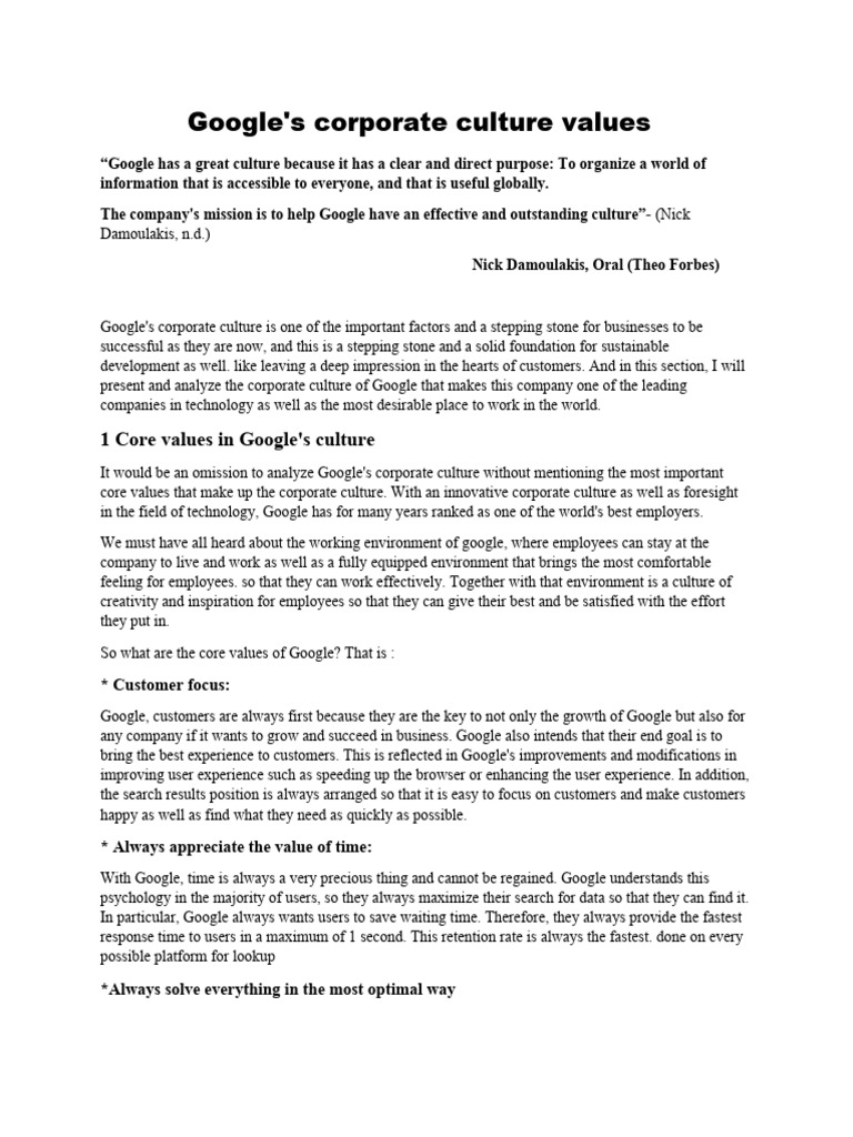 Google Culture | PDF | Organizational Culture | Mindset