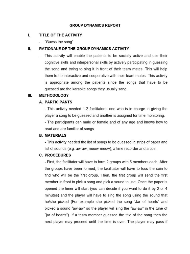 GROUP DYNAMICS REPORT For Print | PDF | Human Communication | Cognitive Psychology
