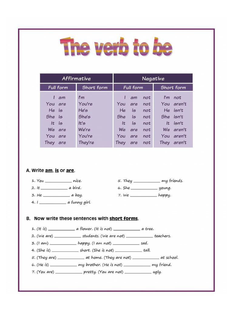 Verb To Be | PDF