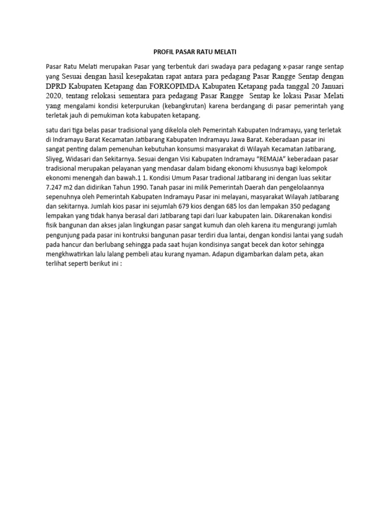 Profil Pasar Ratu Melati | PDF | Bisnis | Perjalanan