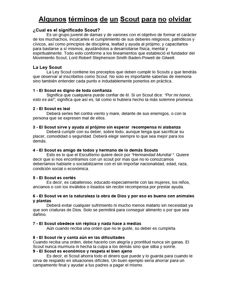 Algunos Términos de Un Scout para No Olvidar | PDF | Exploración ...