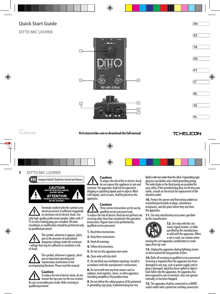 Ditto Mic Looper Manual | PDF | Ac Power Plugs And Sockets | Electrical ...