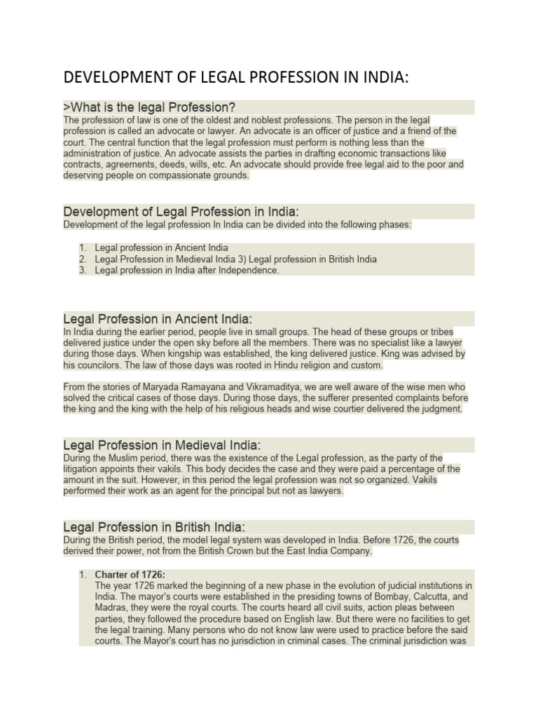 Development of Legal Profession in India | PDF | Lawyer | Advocate