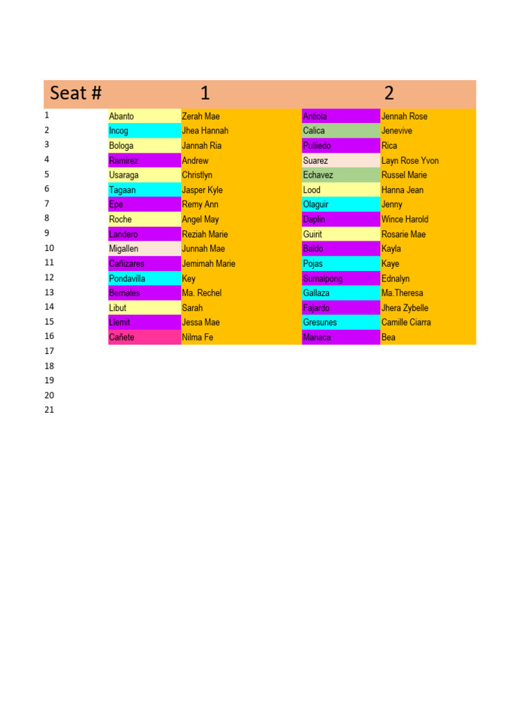 UPDATED Seat Plan | PDF