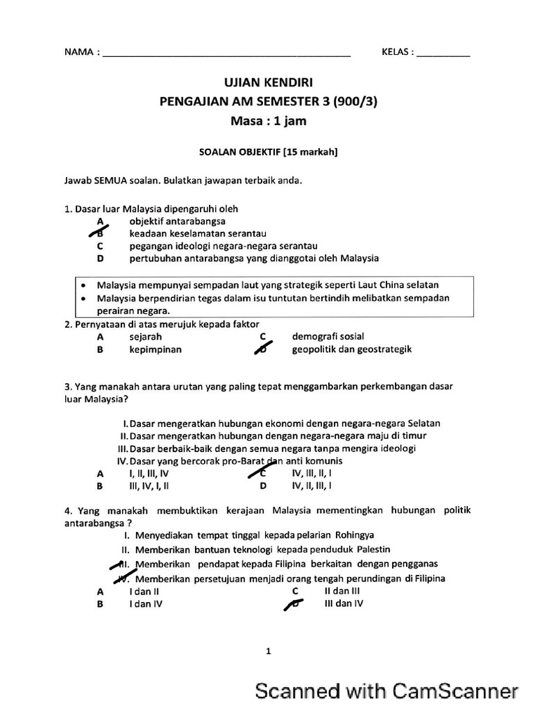 Exam Kendiri Sem 3 | PDF