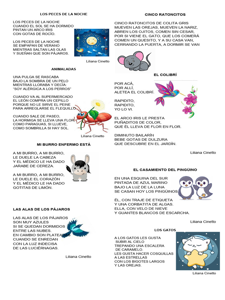 Rimas y Versos para Secuencia | PDF | Zoología | Animales y humanos