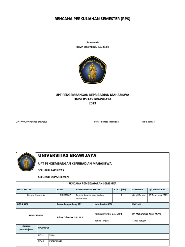 RPS - Bahasa Indonesia | PDF