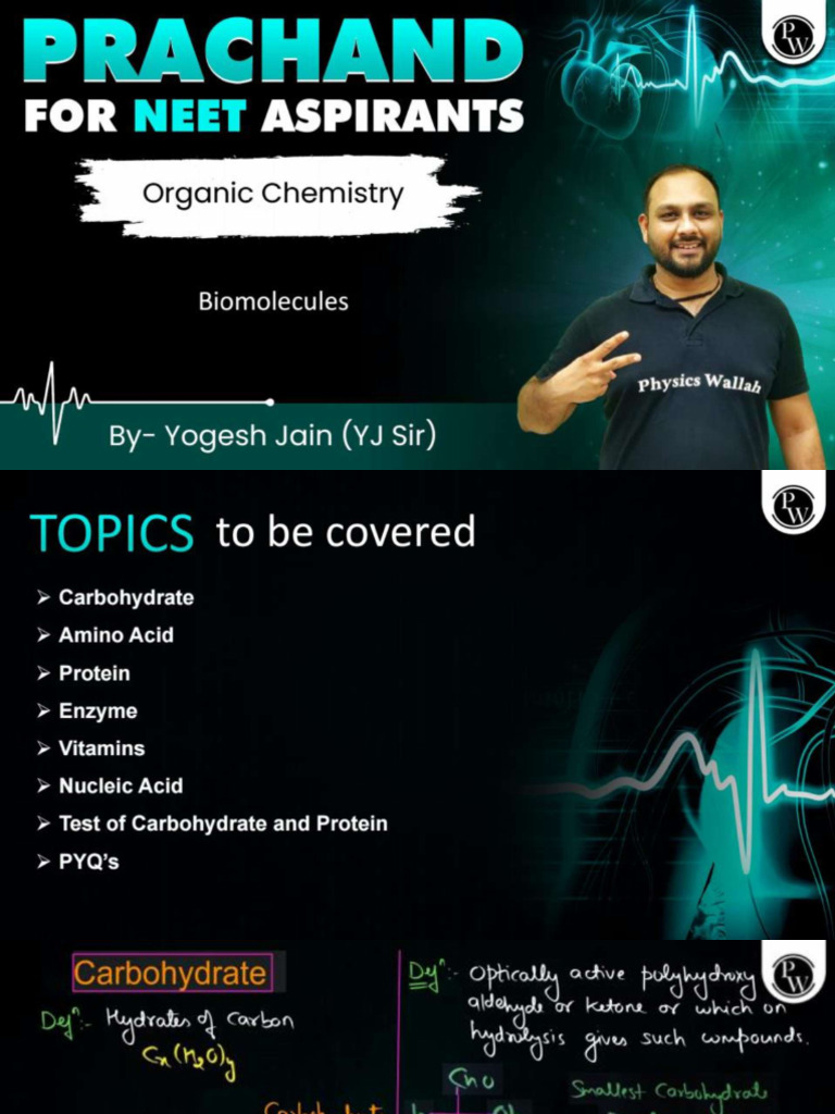 Biomolecules (One Shot) - Class Notes - Prachand NEET 2024 | PDF